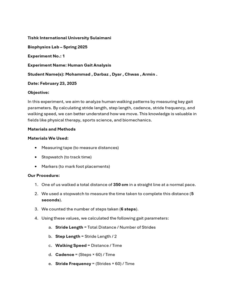 Human Gait Analysis | PDF | Walking | Experiment