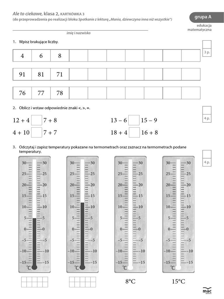 Kartkowka NR 3 Matematyka Kl2 Grupa A | PDF