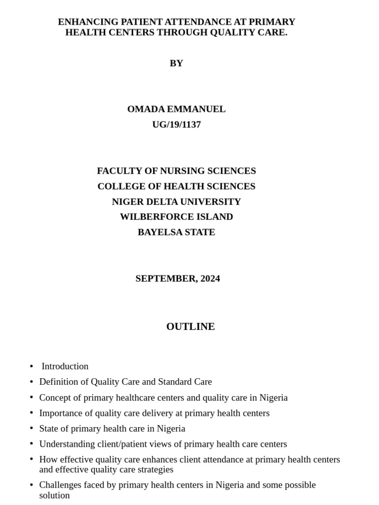 ENHANCING PATIENT Outcome Seminar Emmanuel (New) | PDF | Health Care ...