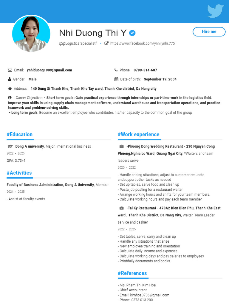 Nhi Duong Thi Y TopCV - VN 230225.05534 | PDF