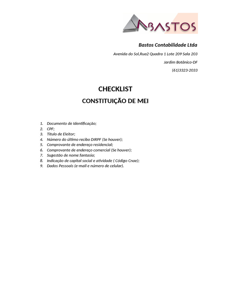 Checklist Docs Mei | PDF