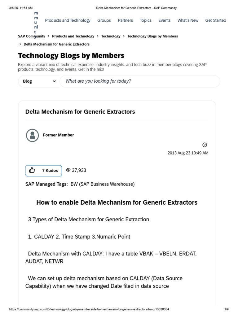 Delta Mechanism For Generic Extractors - SAP Community | PDF | Computing | Information Technology