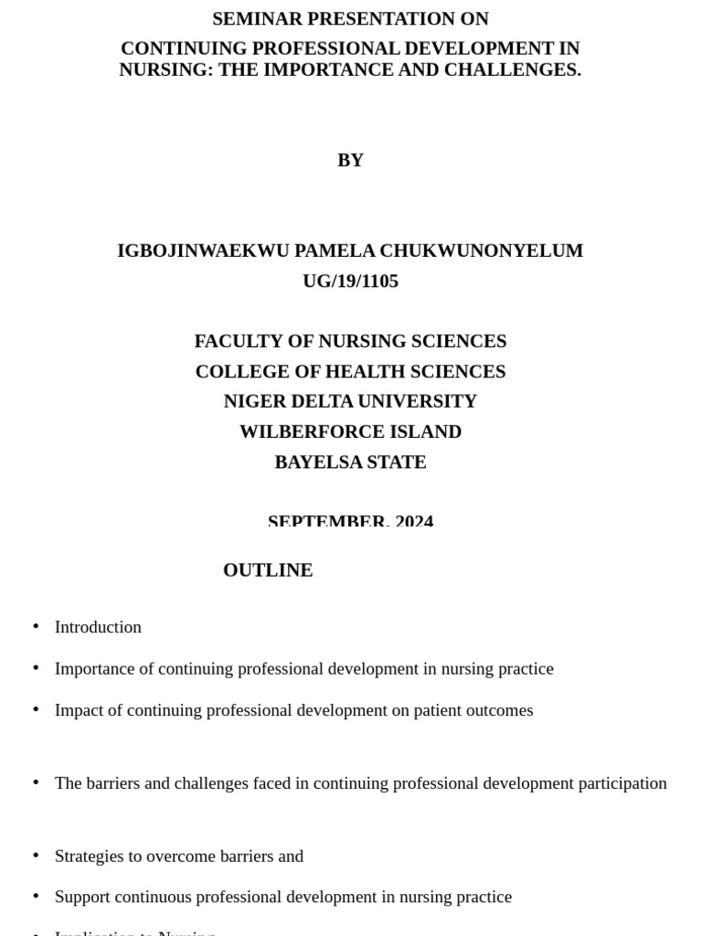 Importance of CPD in Nursing Practice | PDF | Professional Development ...