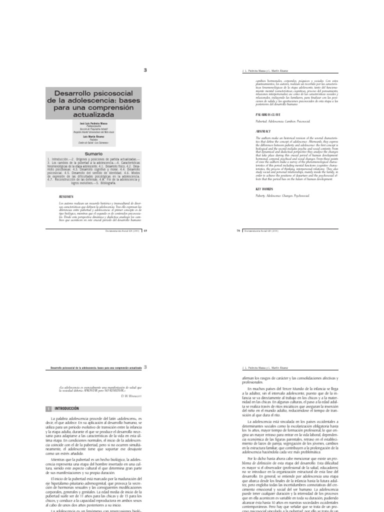 01 - Pedreira Massa J.L. y Martin Alvarez L. 2000 1 | PDF | Adolescencia | Pensamiento