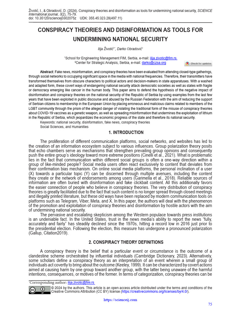 Conspiracy Theories and Disinformation As Tools For Undermining National Security | PDF ...