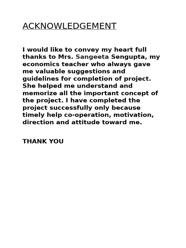 Acknowledgment for Project Support | PDF