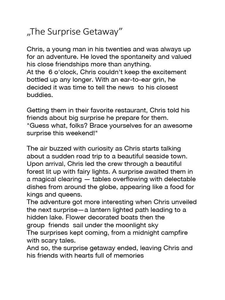 The Surprise Getaway | PDF