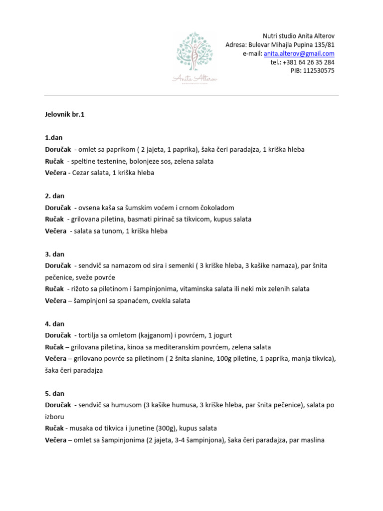 Jelovnik Br.1 | PDF