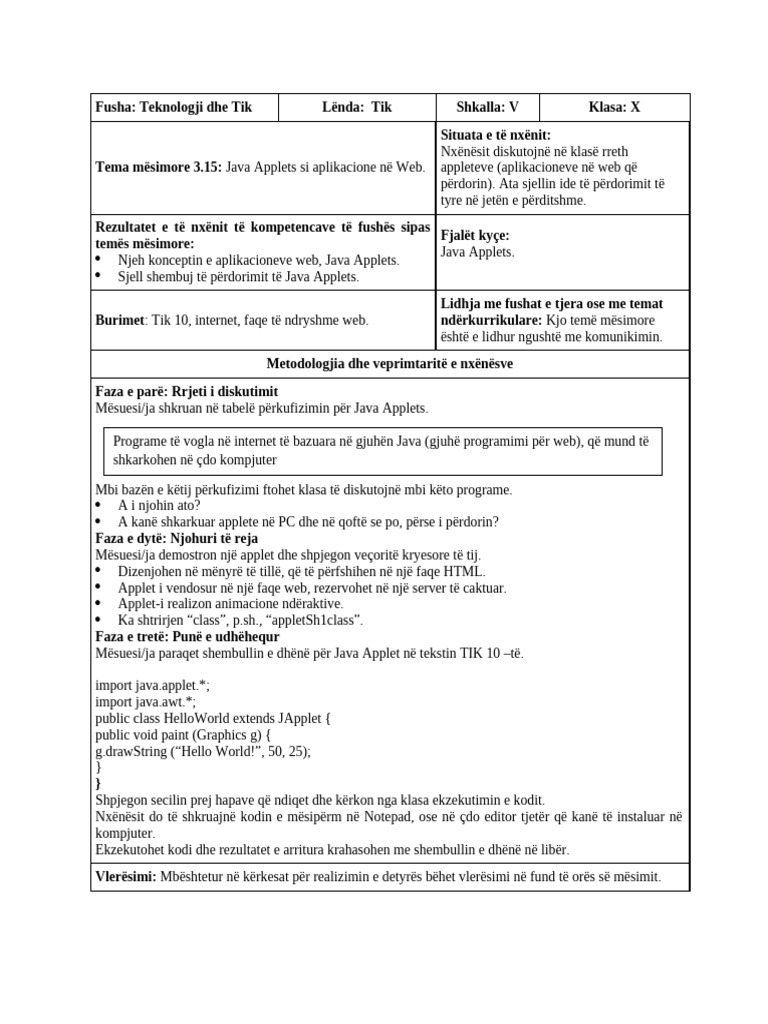 3.15. Java-Applets Si Aplikacione Në Web | PDF