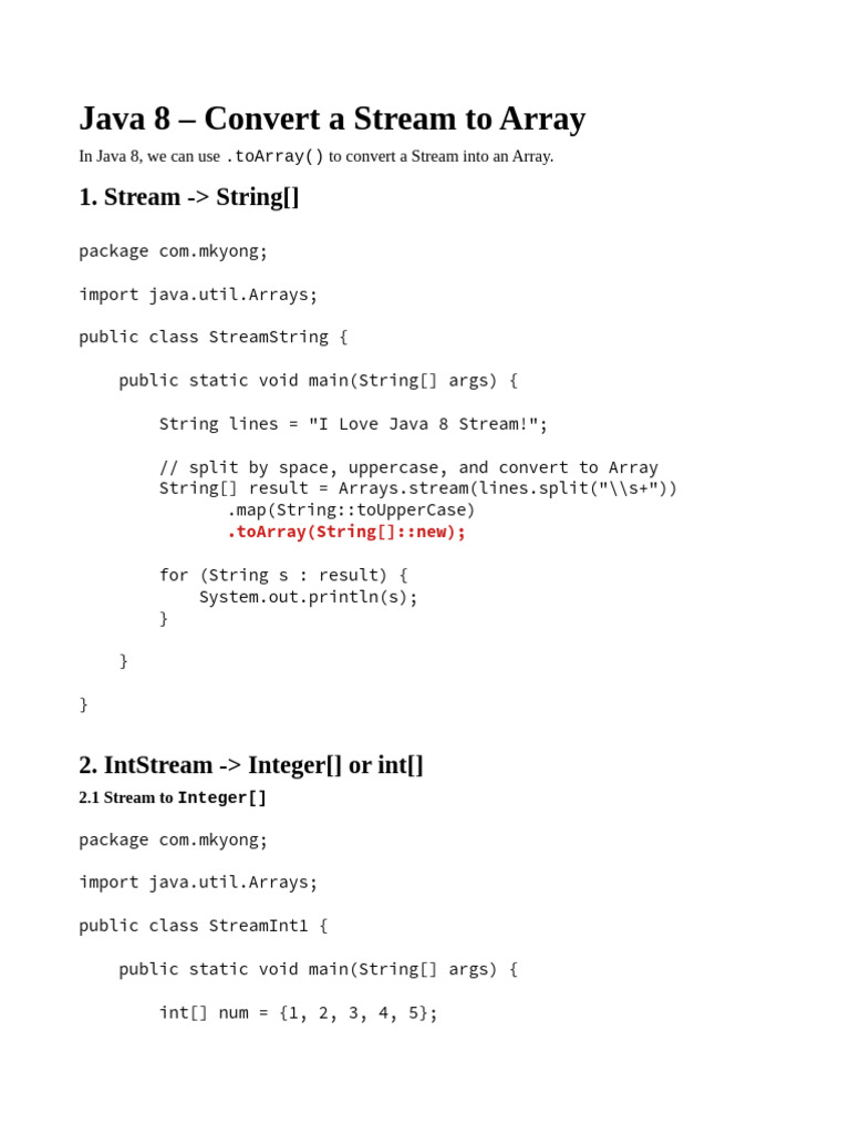 Convert A Stream To Array | PDF