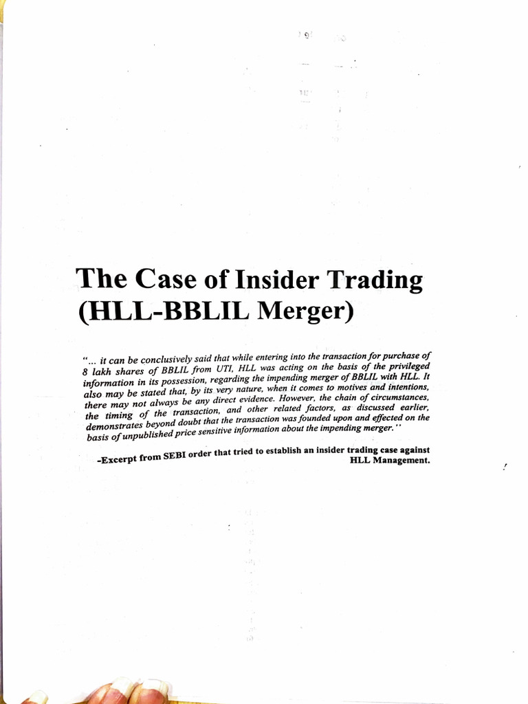 HLL Insider Trading Case Overview | PDF | Insider Trading | Mergers And ...