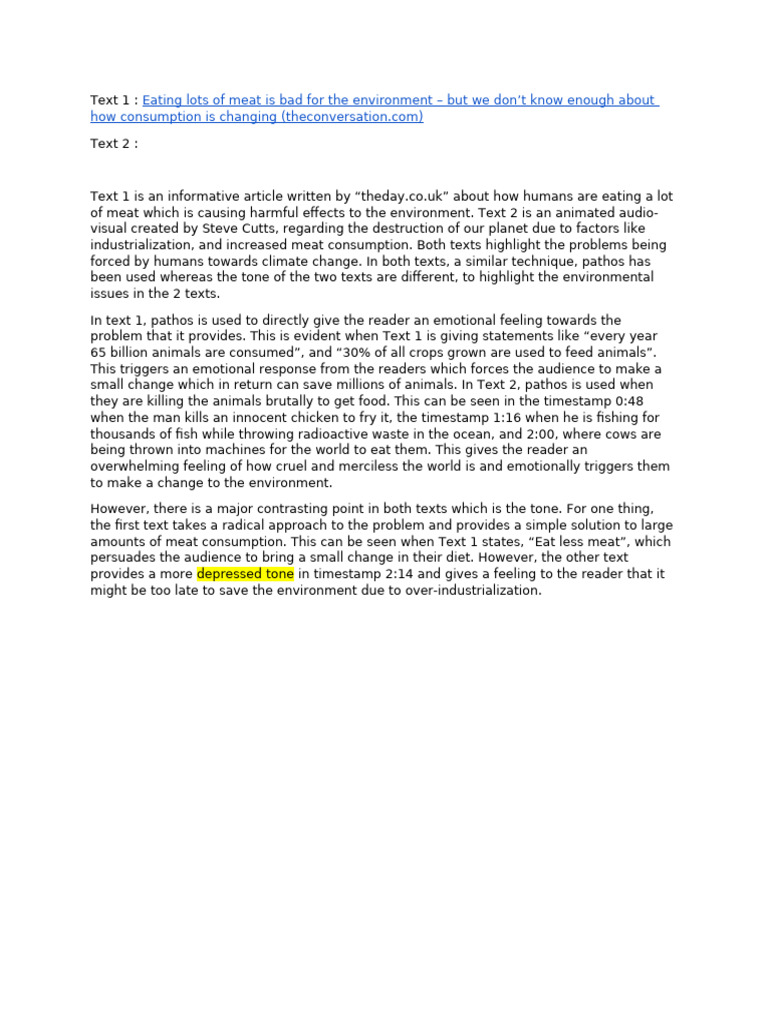 Compare and Contrast Exampler For IBMYP 3-4 Students | PDF