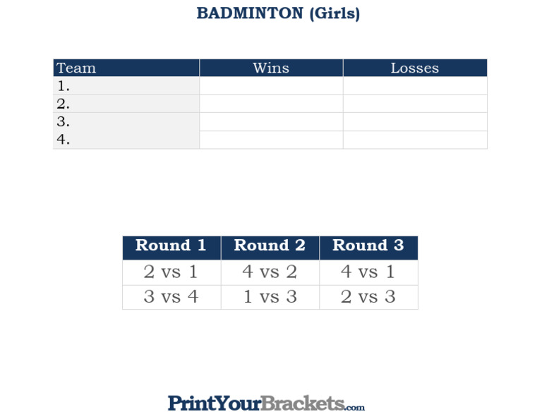 Bracketing - Badminton (Girls) | PDF