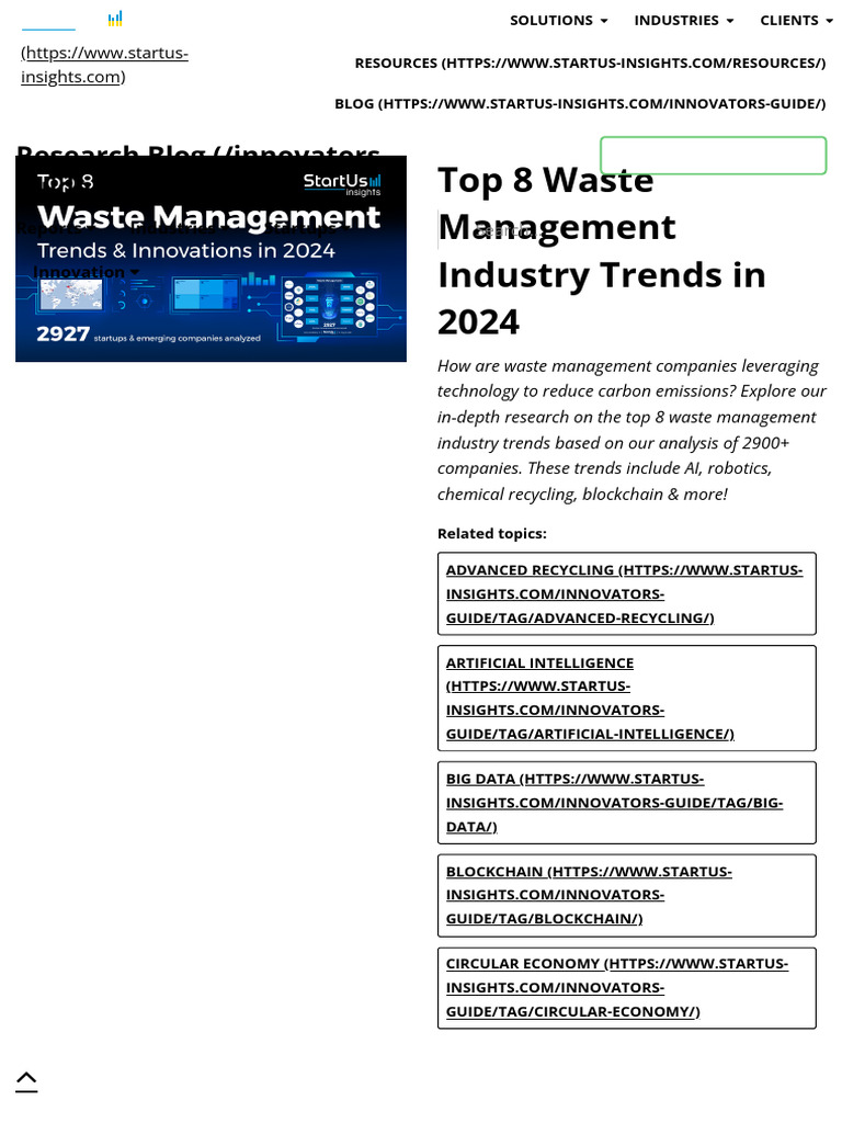 Top 8 Waste Management Industry Trends (2024) - StartUs Insights | PDF ...