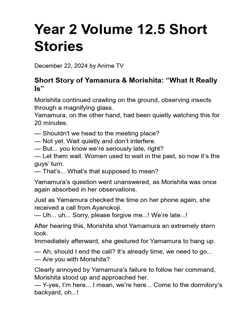 Year 2 Volume 12.5 Short Stories | PDF