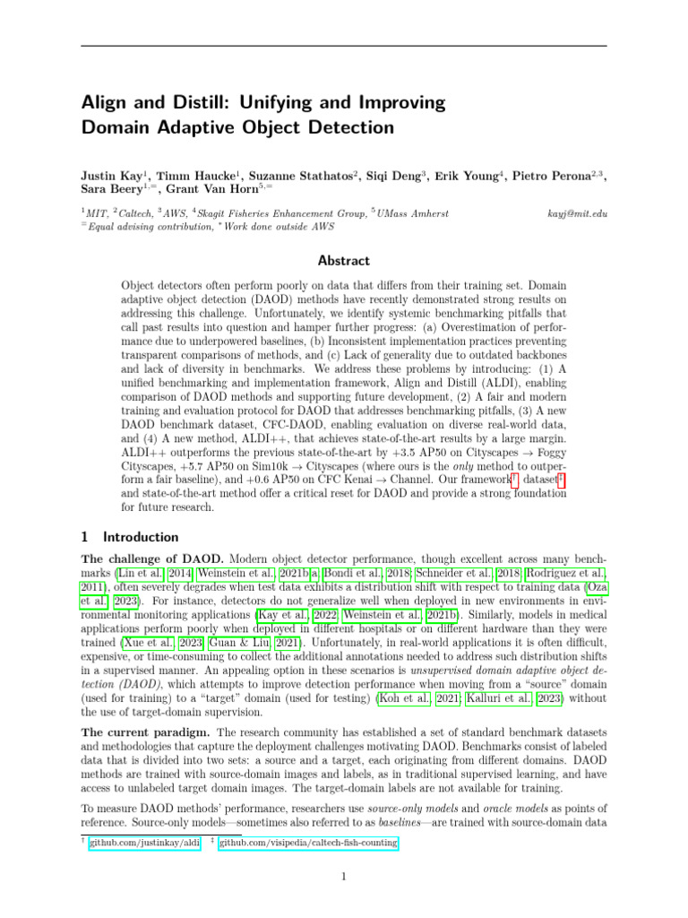 Align and Distill: Unifying and Improving Domain Adaptive Object Detection | PDF | Learning ...