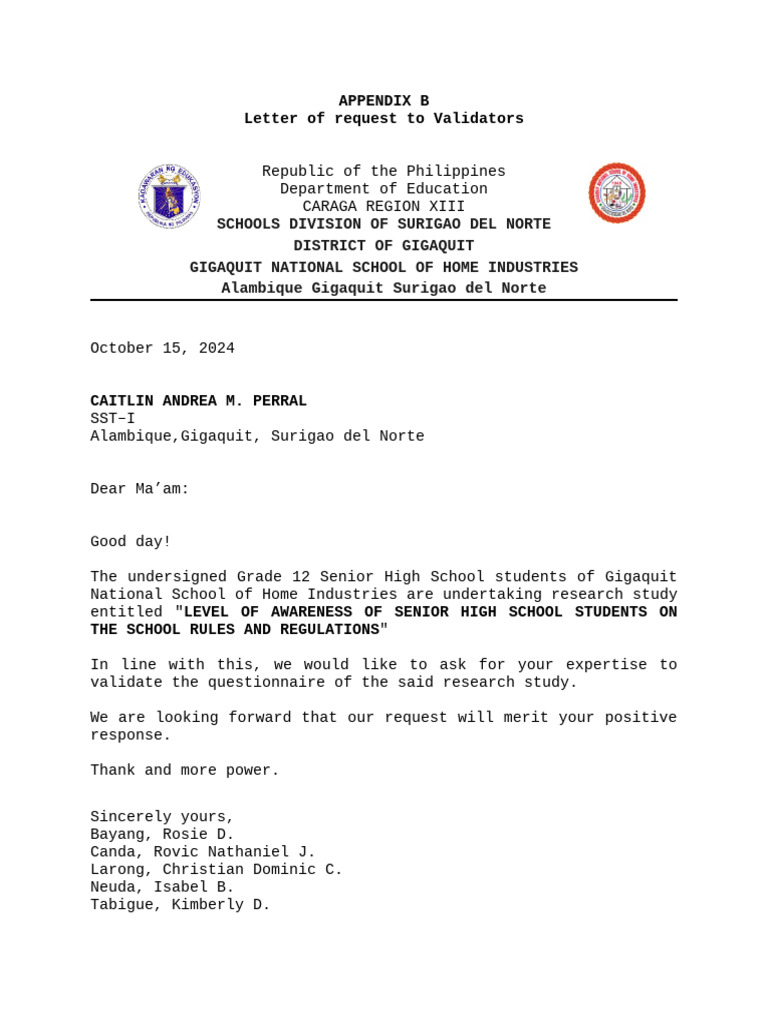 Copy APPENDIX B Letter To Validators | PDF