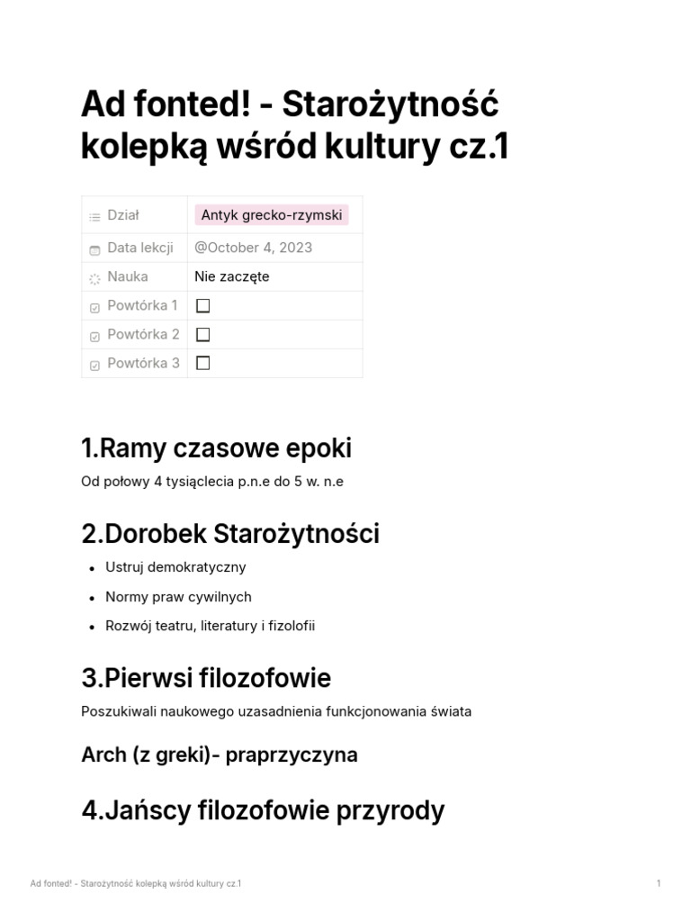 Ad Fonted! - Staroytno Kolepk WRD Kultury cz.1 | PDF