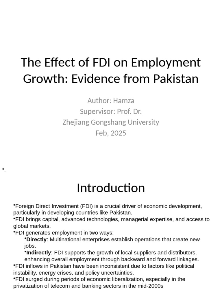 FDI Employment Growth Presentation | PDF | Foreign Direct Investment ...