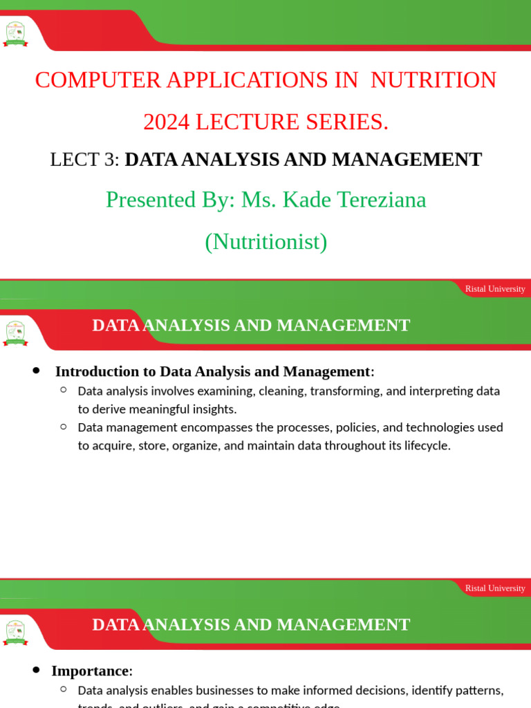 Data Analysis in Nutrition Applications | PDF | Data Analysis ...