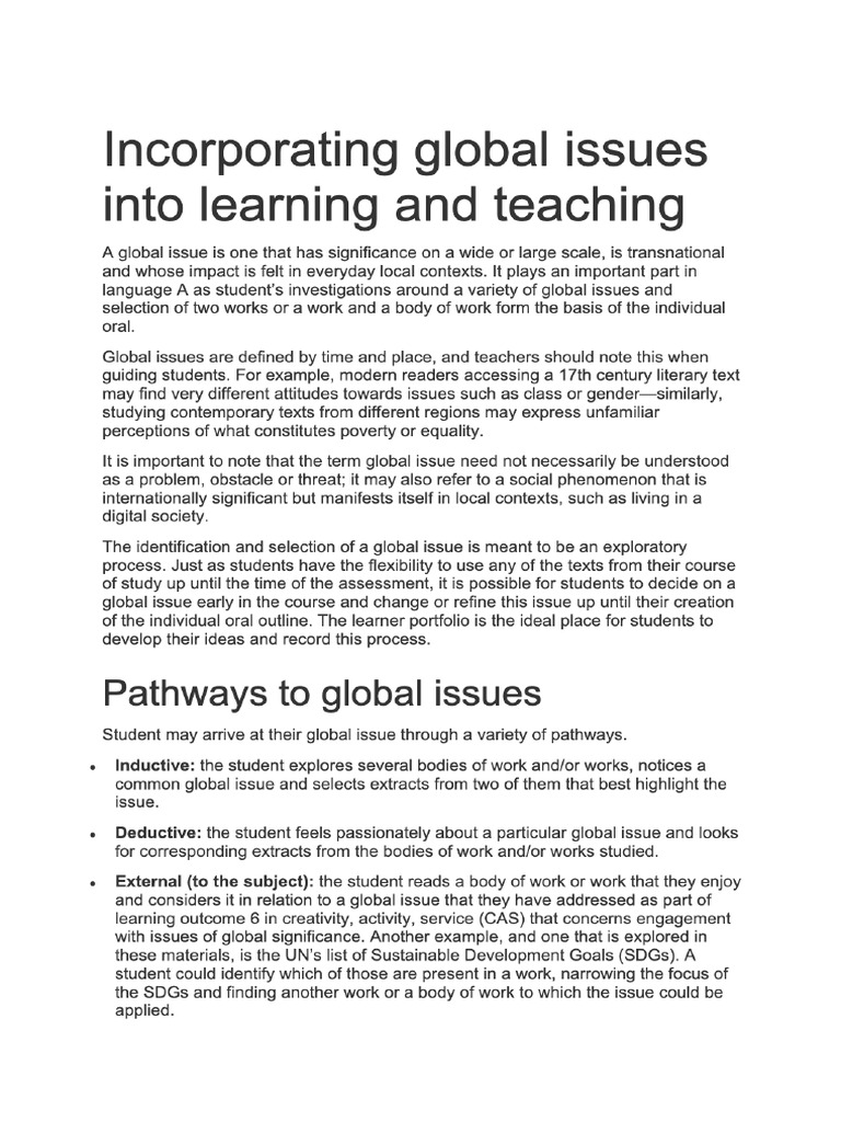 Individual Oral_ Global Issues | PDF