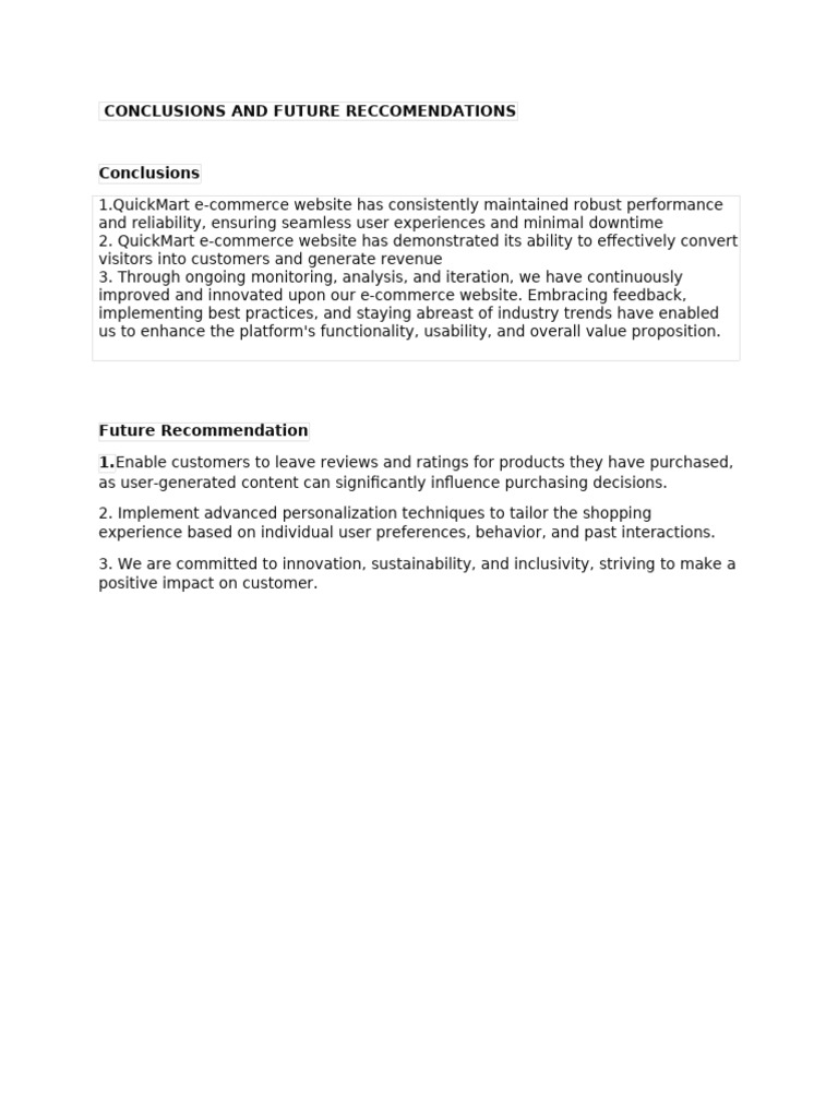 Conclusions and Future Reccomendations | PDF