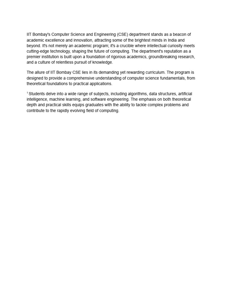 IIT Bombay CSE Curriculum Overview | PDF