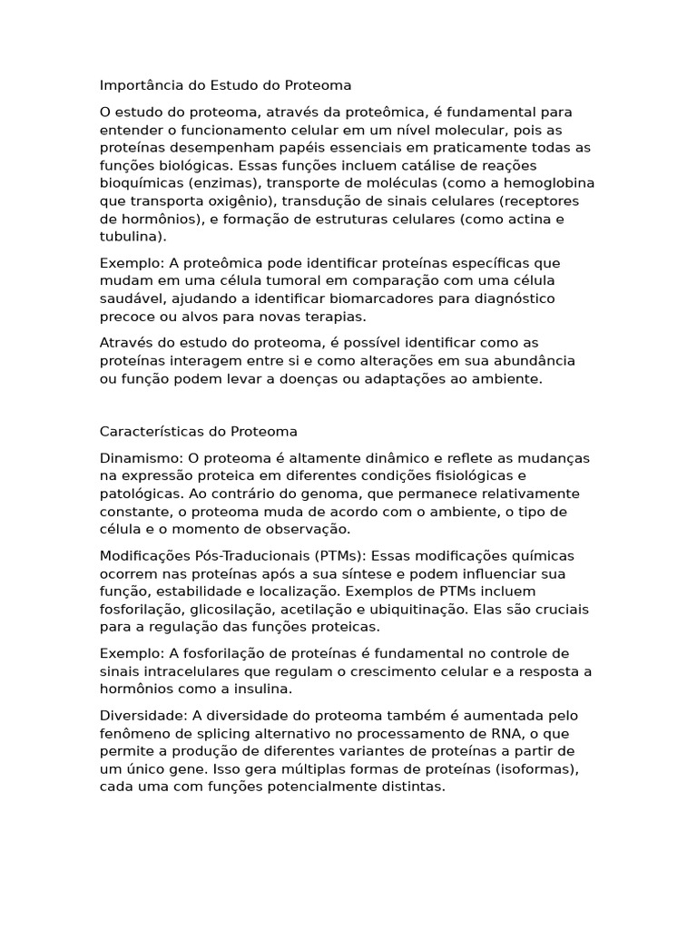 Estudo do Proteoma e Suas Implicações | PDF