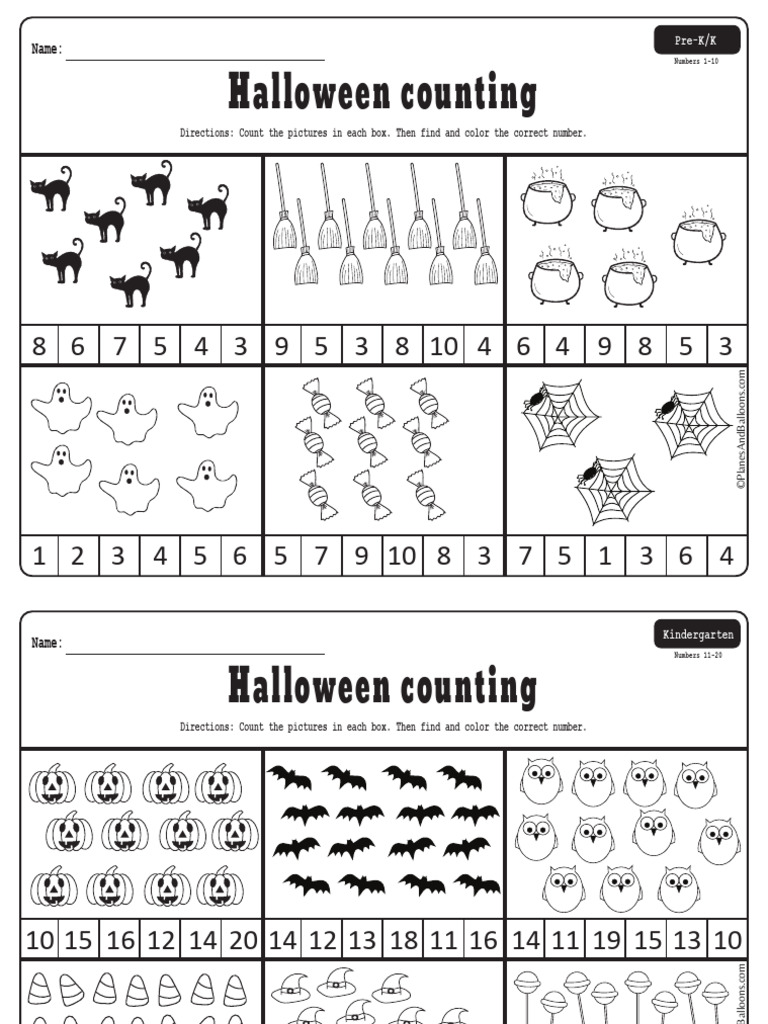Halloween Counting Worksheets PDF | PDF