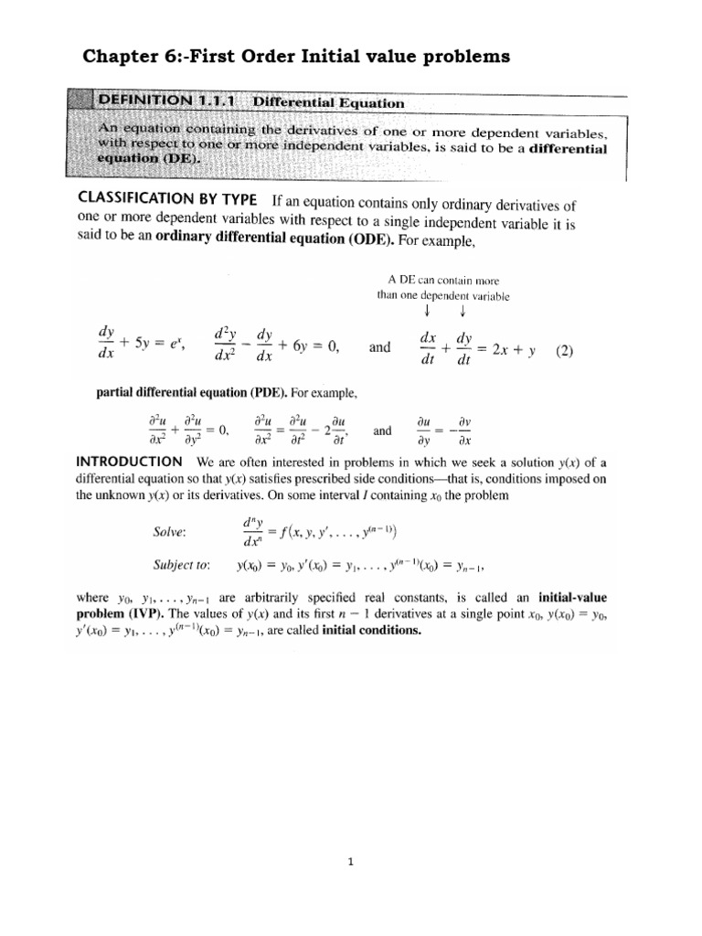 First Order Initial Value Problems | PDF