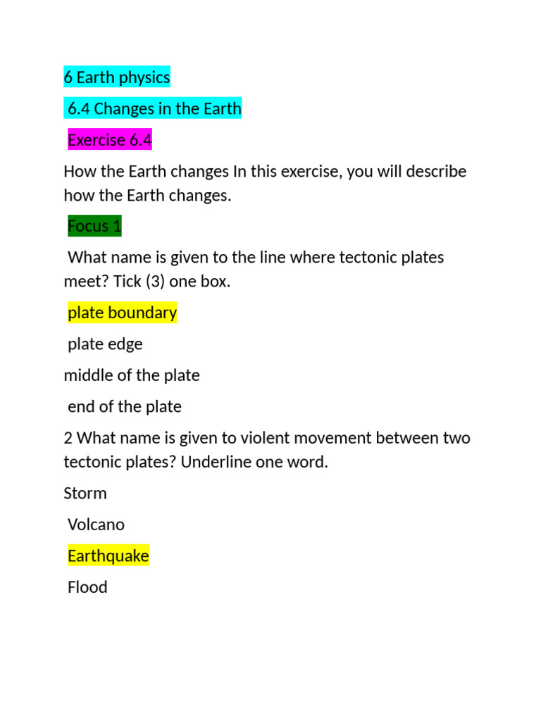 Earth Changes: Tectonics and Earthquakes | PDF
