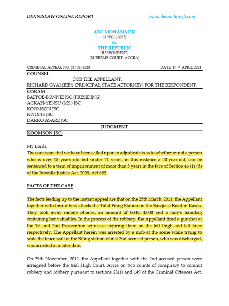 Abu Mohammed VRS The Republic | PDF | Sentence (Law) | Appeal