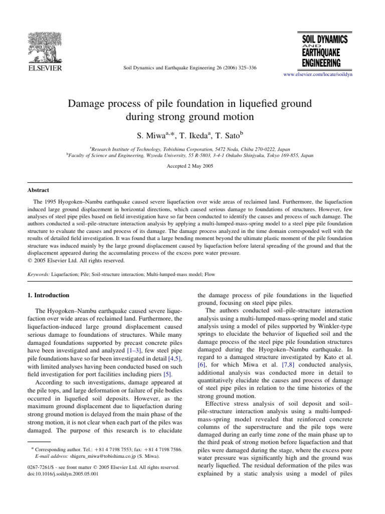 Damage to Pile Foundations in Liquefied Soil | PDF | Strength Of ...
