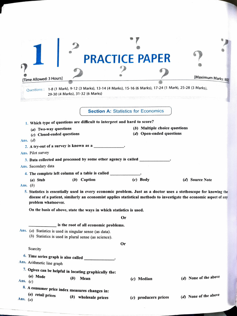 Economics Sample Paper 1 (Solved) | PDF | Marginal Cost | Demand