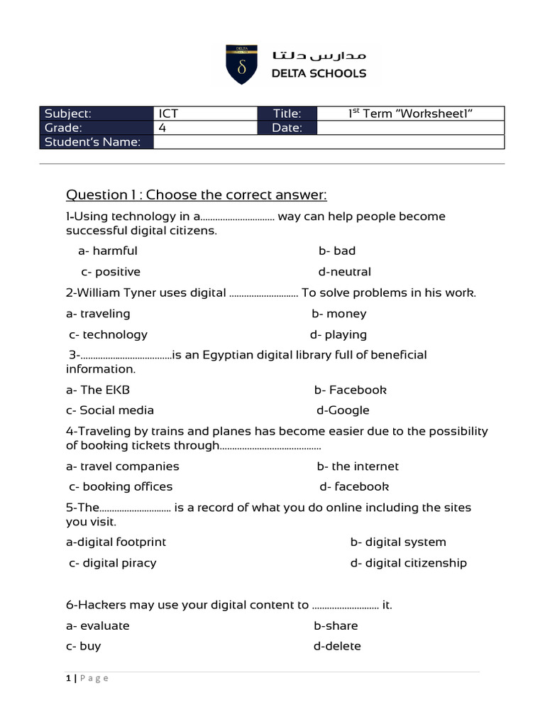 ICT Sheet Grade 4 | PDF | World Wide Web | Internet & Web