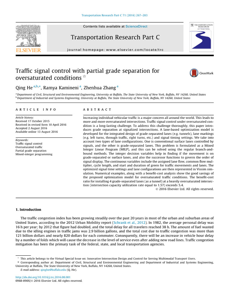 Partial Grade Separation for Traffic Control | PDF | Intersection (Road ...