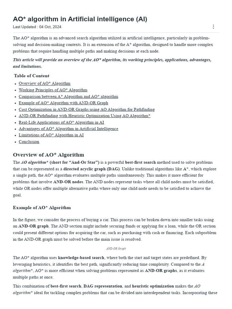 7-AO - Algorithm in Artificial Intelligence (AI) | PDF | Theoretical Computer Science | Computer ...