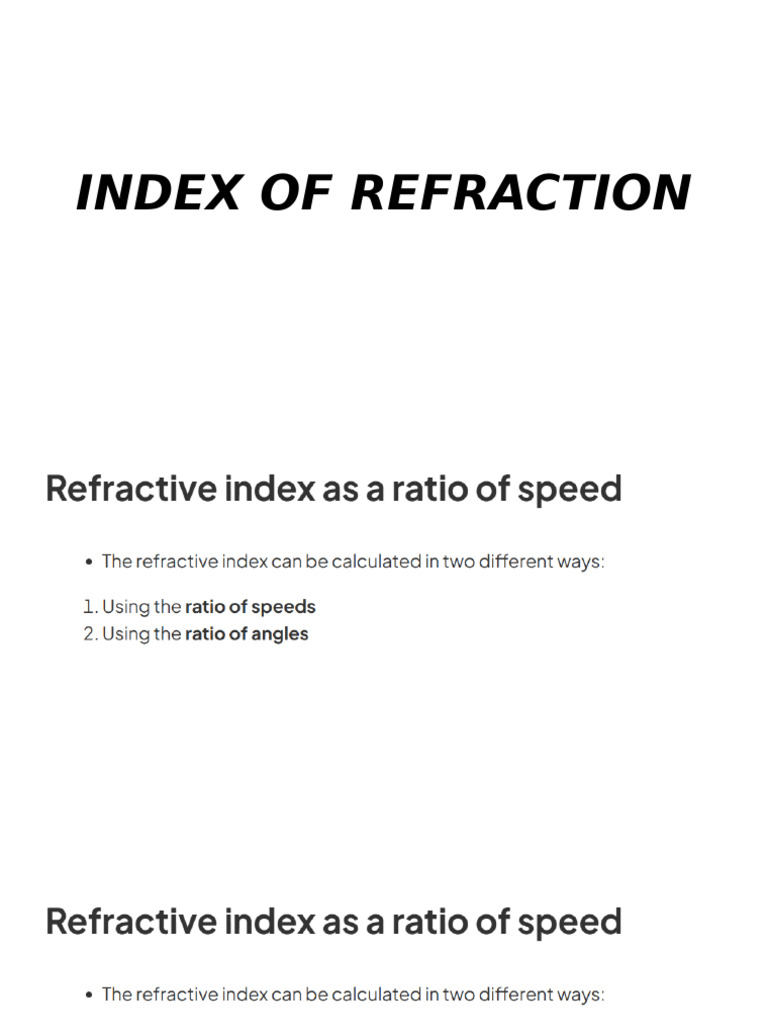 Indices of Refraction and Snell's Law | PDF