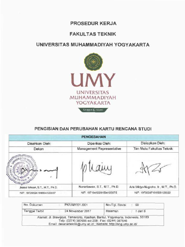 PROSEDUR KERJA FT UMY Lengkap - Compressed 1 | PDF
