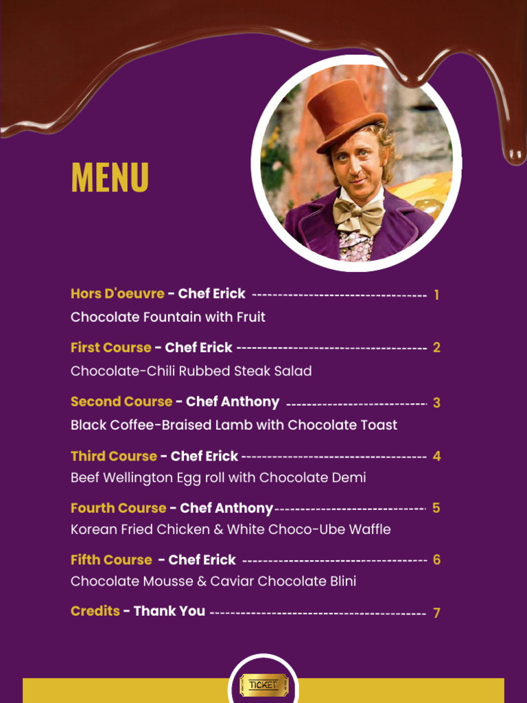 Charlotte & the Chocolate Factory Menu e Continued | PDF