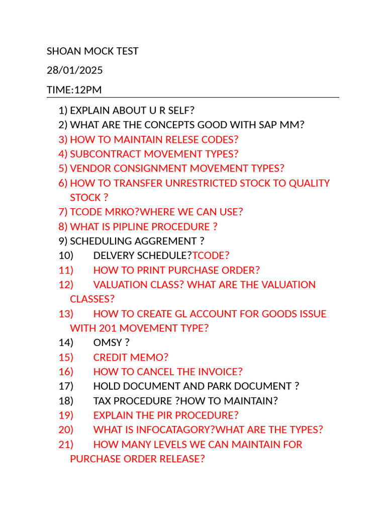 Shoan Mock Test | PDF