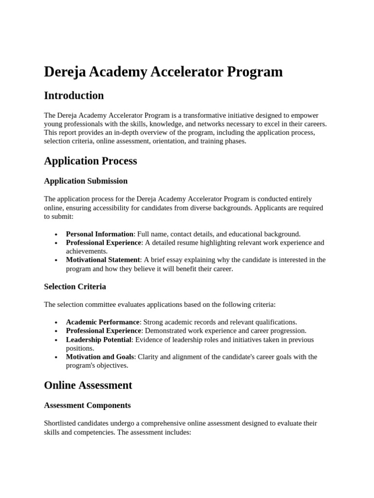 Dereja Academy Accelerator Program | PDF | Mentorship | Educational Assessment