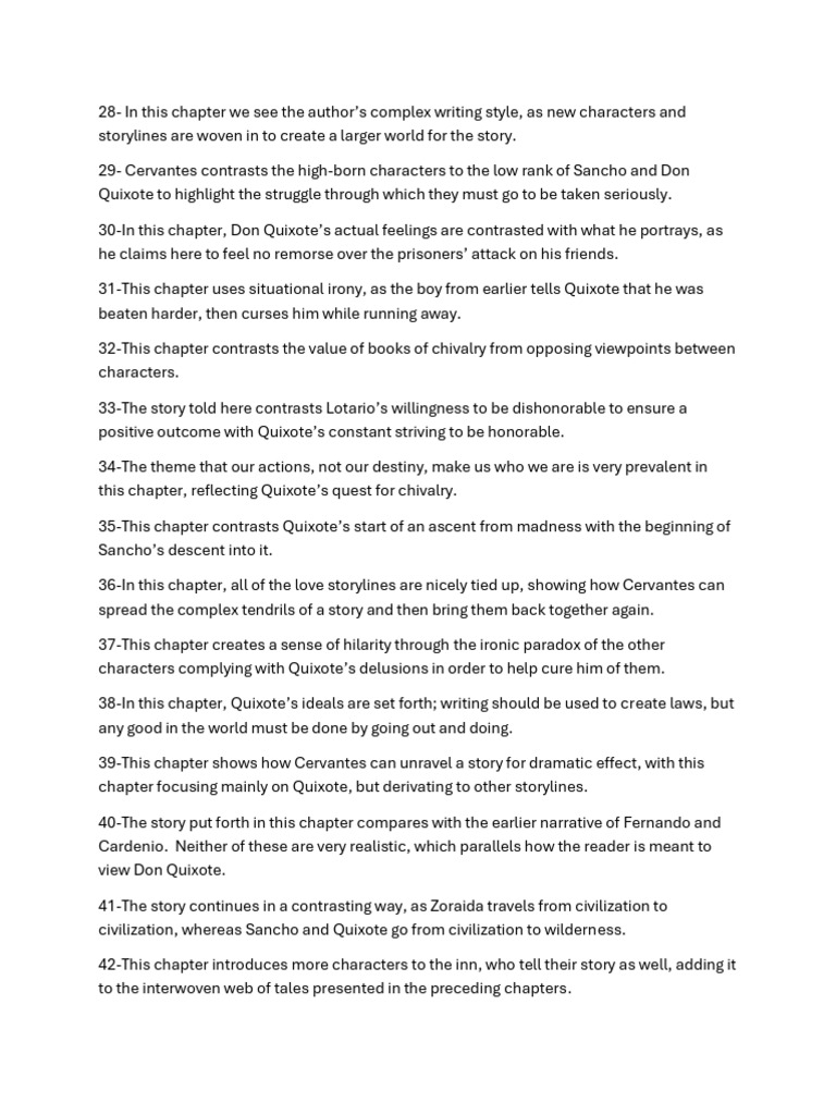 Don Quixote Chapter Summaries | PDF | Don Quixote