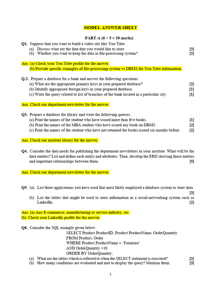 Model Solution Sheet | PDF | Databases | Data Management