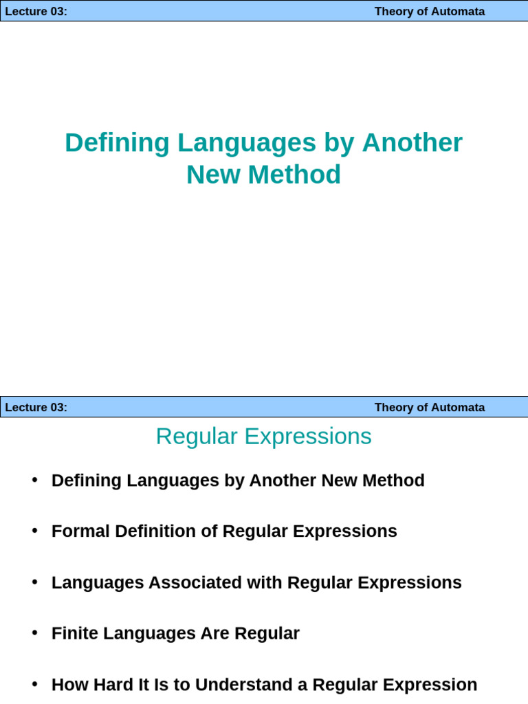Lec 03-Regular Expression | PDF | Regular Expression | Linguistics Lec 03-Regular Expression | PDF | Regular Expression | Linguistics