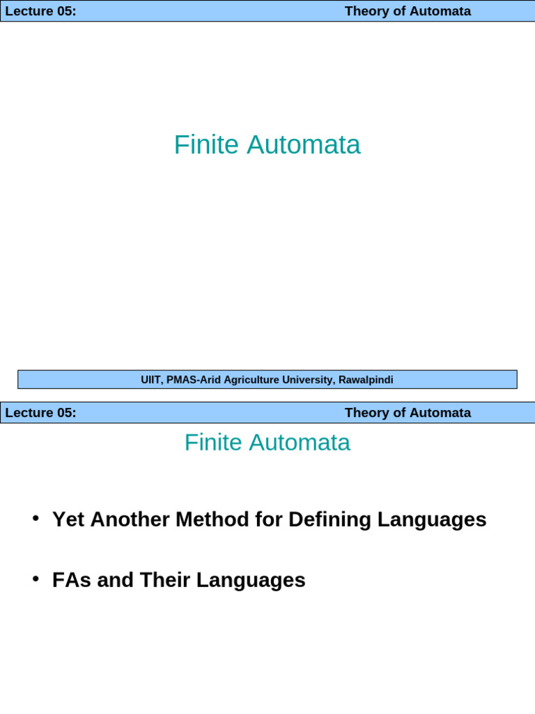 Lec 05 Finite Automata Pdf Automata Theory Models Of Computation 9589