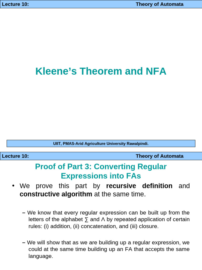 Lec 10-Kleens Theorem NFA | PDF | Regular Expression | Applied Mathematics
