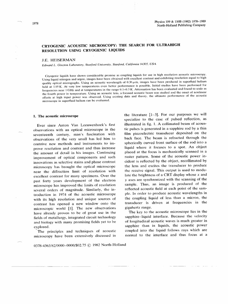 7 Cryogenic Acoustic Microscopy | PDF