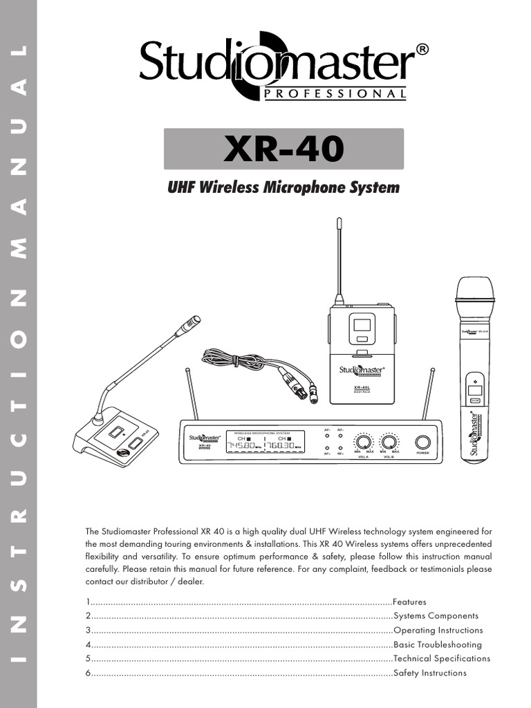 XR 40C Instruction Manual | PDF | Microphone | Transmitter