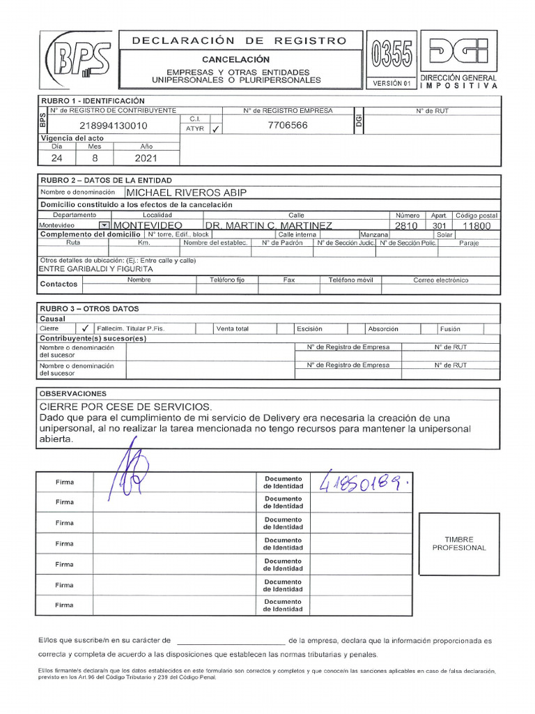 Formulario 0355 | PDF